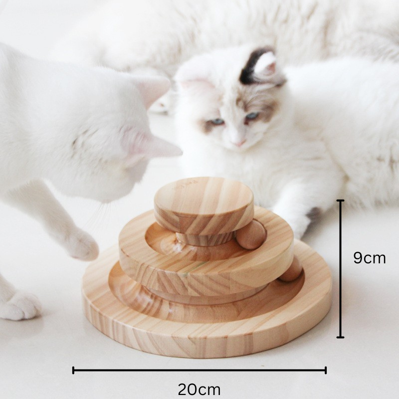 Interactive Wooden Cat Turntable Toy – Pawpycup