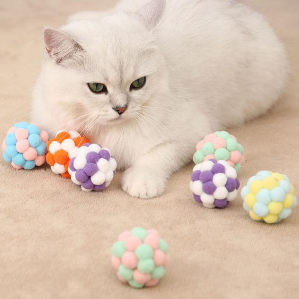 Pom Pom Cat Ball Toys With Bell 7 Count – Pawpycup