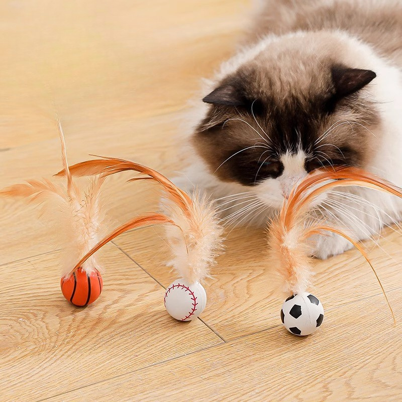 Cat Play Set With Lightweight Feather Balls – Pawpycup